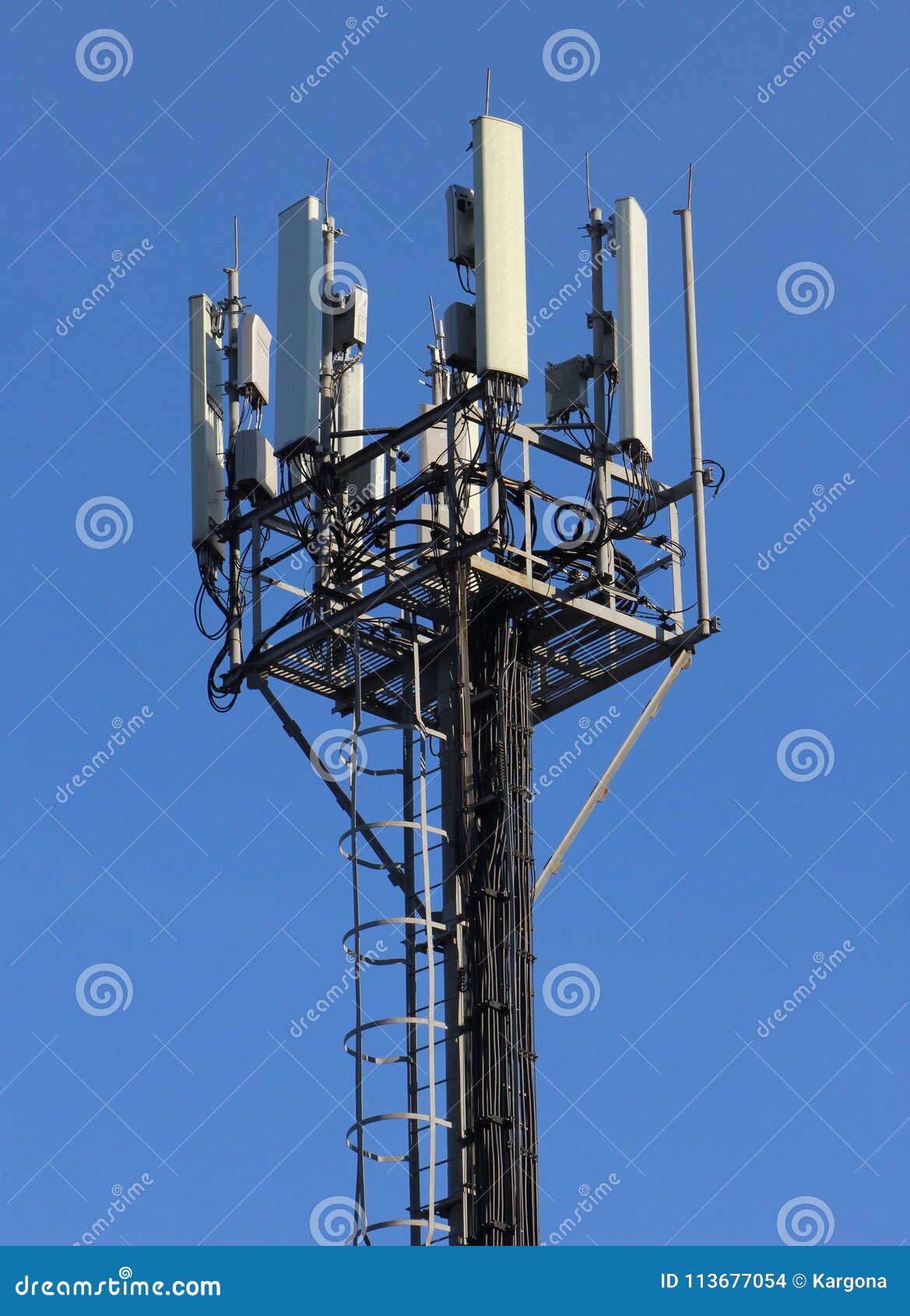 Top of a Cellular Radio Tower Stock Photo - Image of internet, data ...