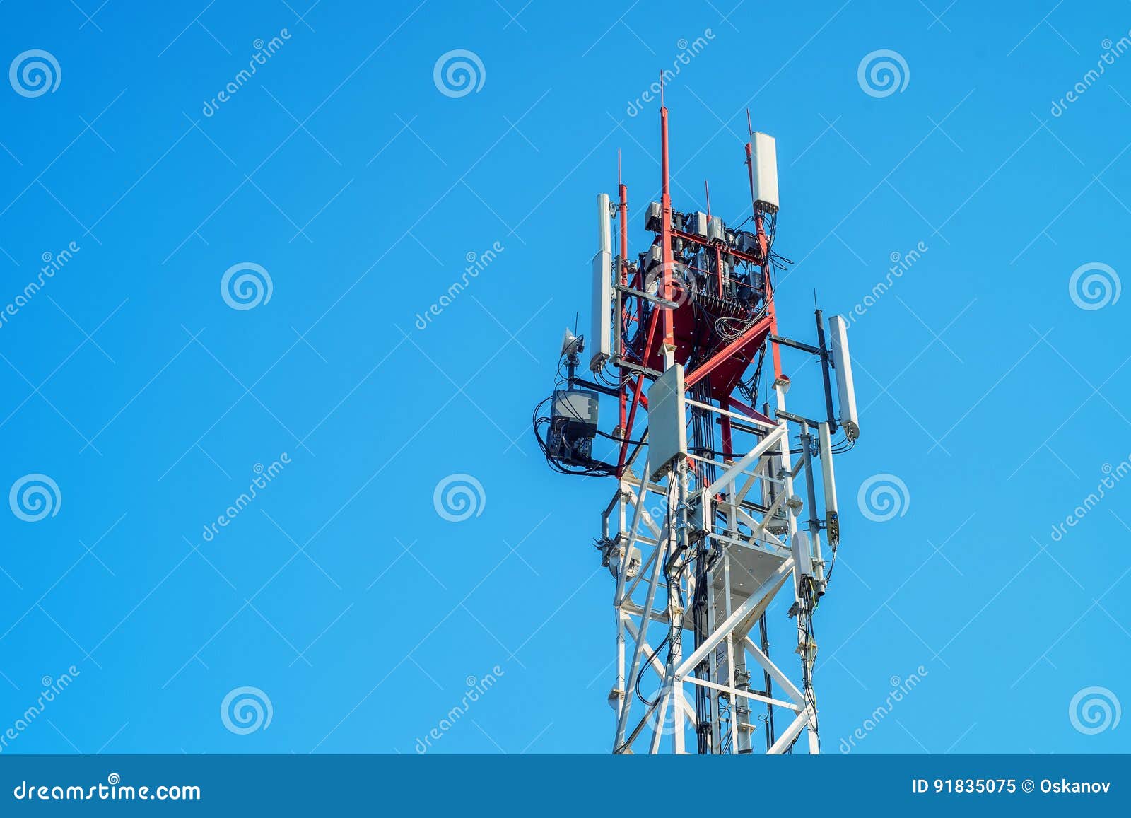 Top of Cellular Radio Tower Stock Image - Image of network, mobile ...