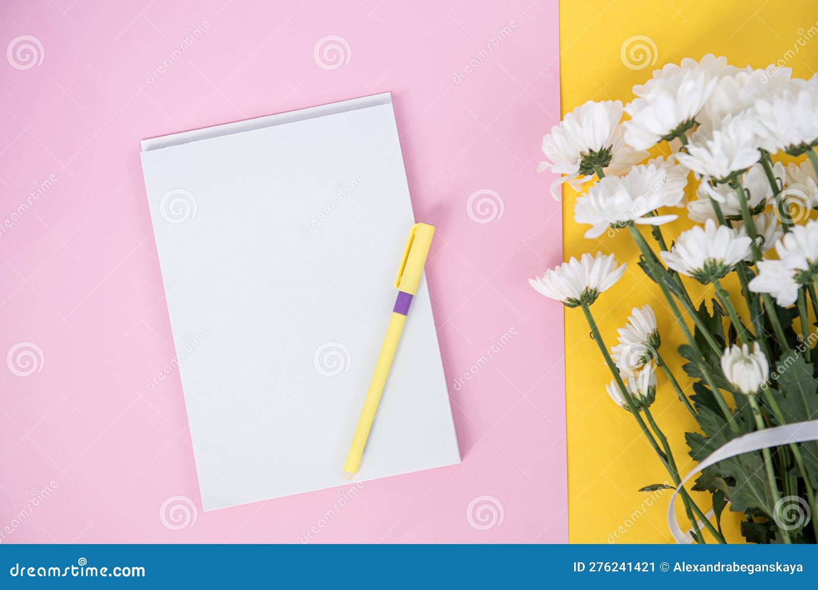 A Clean Notebook and Pen on a Light Pink Table Stock Image - Image of ...