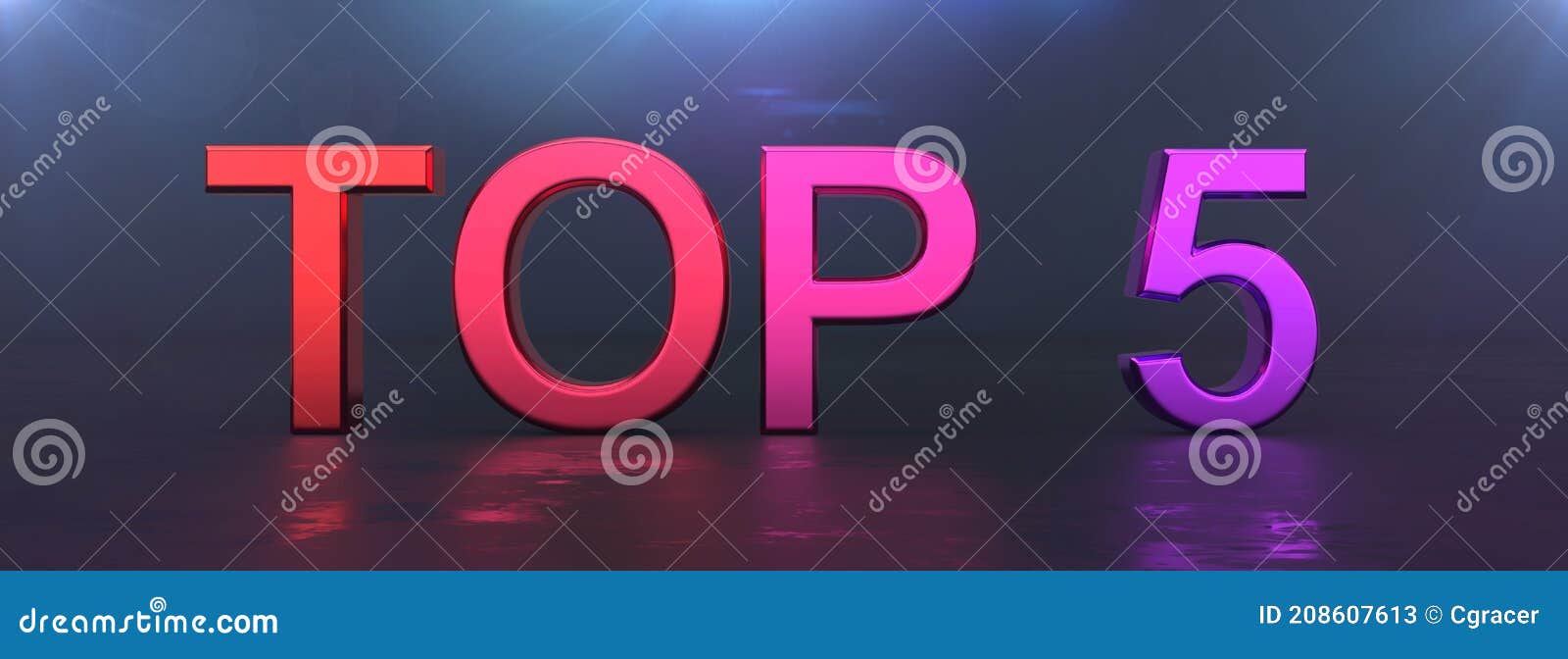 Top 5 stock illustration. Illustration of list, render - 208607613