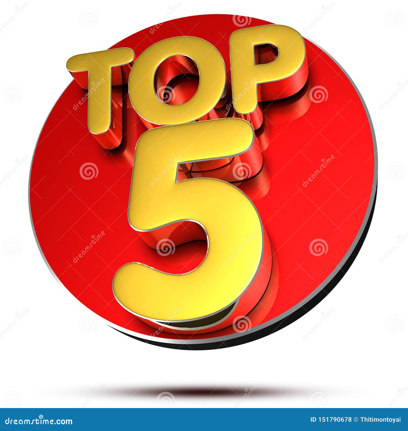 Top 5 3d.with Clipping Path. Stock Illustration - Illustration of ...