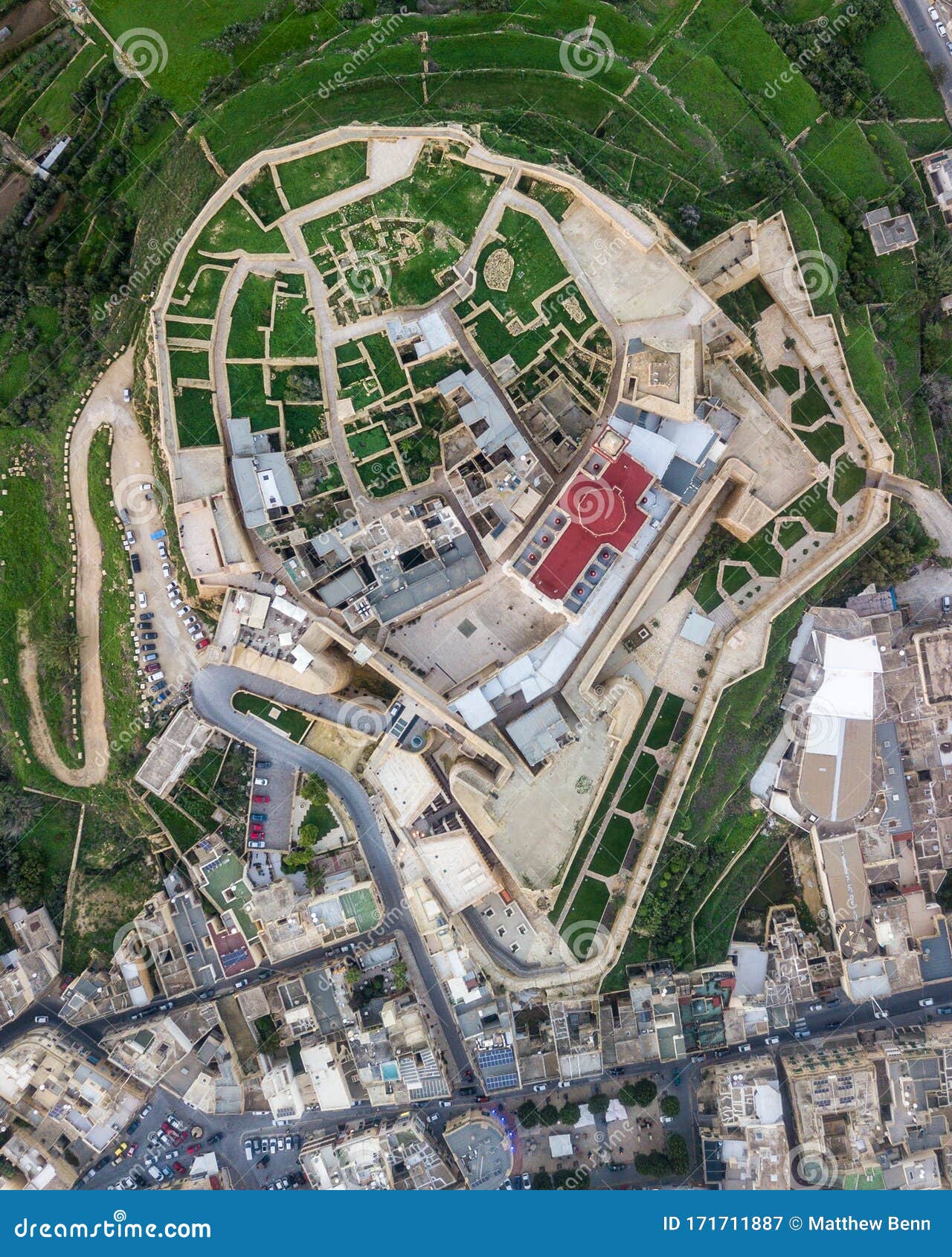 Cittadella in Gozo Malta Top Down Aerial Stock Image - Image of ...