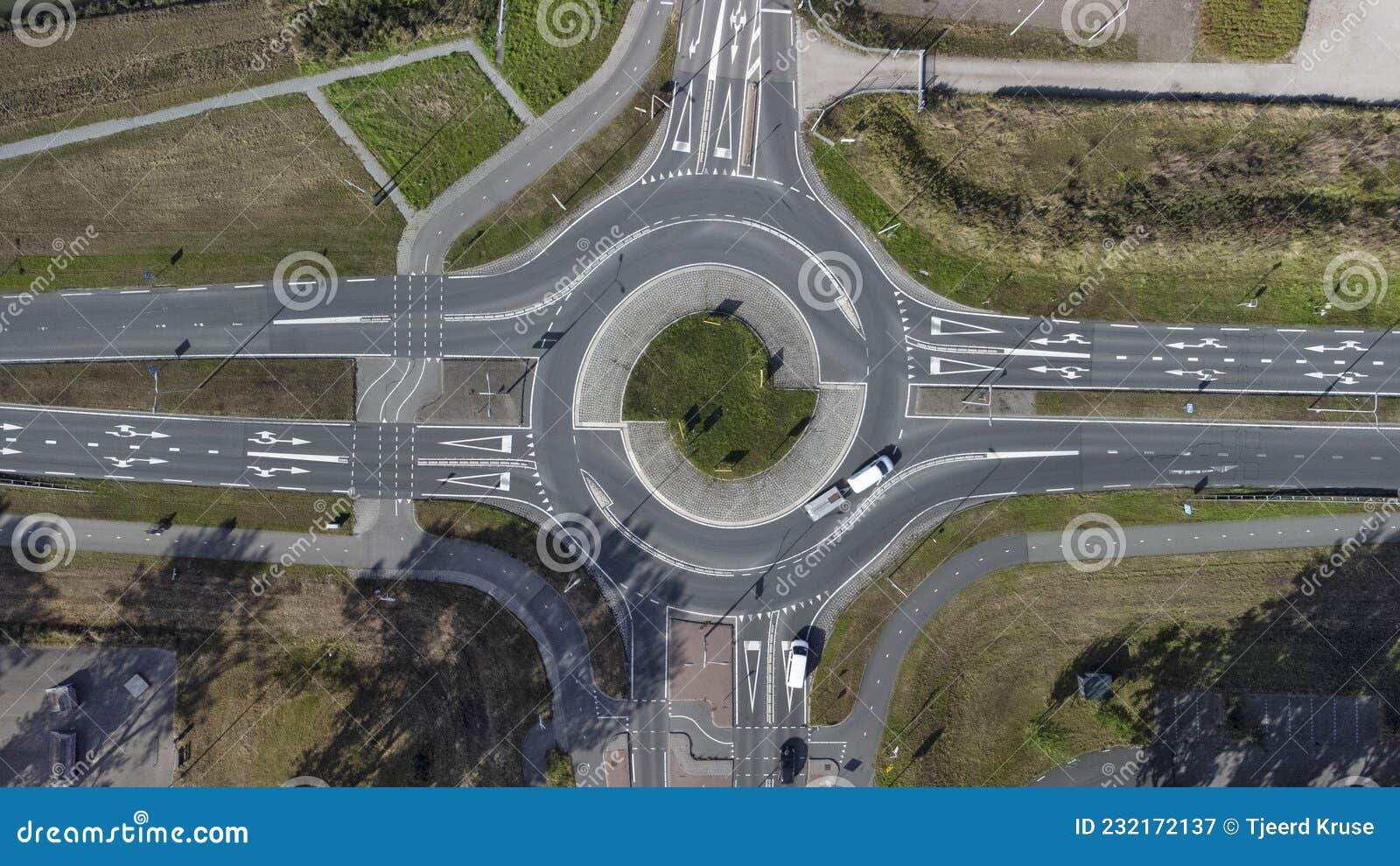 Top Down Aerial Drone View of a Small Traffic Roundabout Stock Image ...