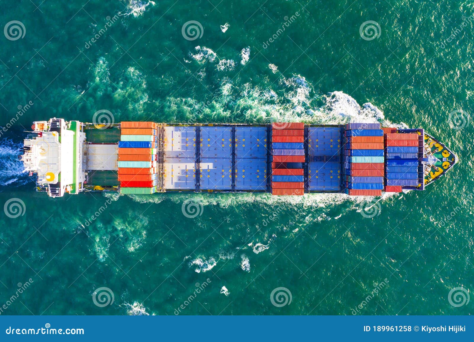 Top View of Freight Container Vessel at Sea Stock Photo - Image of ...