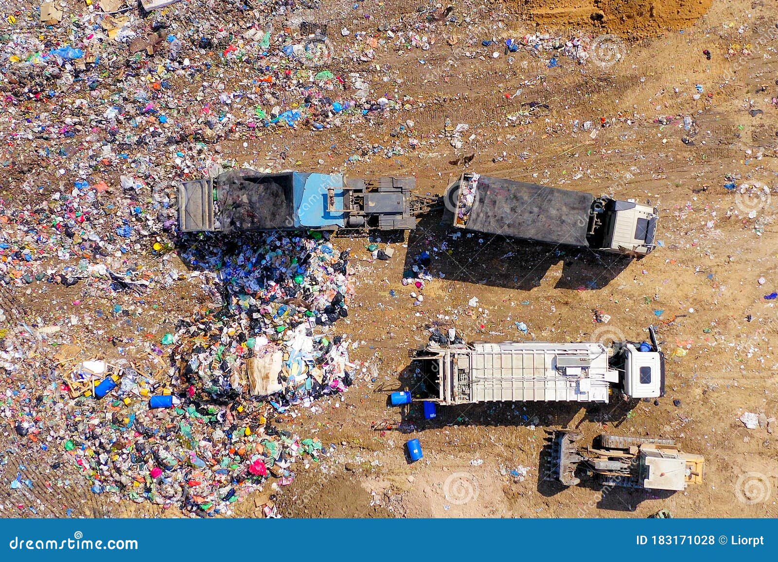 Top Down Aerial Footage of a Municipal Solid Waste Landfill. Stock ...