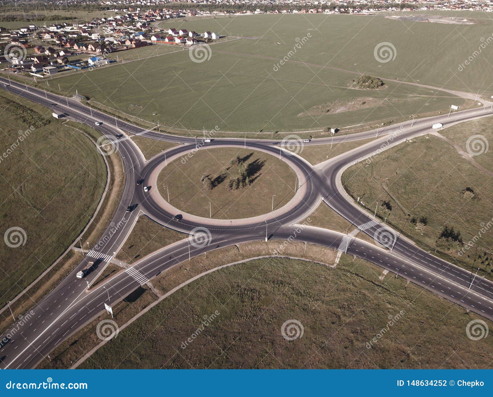 Traffic Roundabout Near Suburban Mall Stock Photo | CartoonDealer.com ...