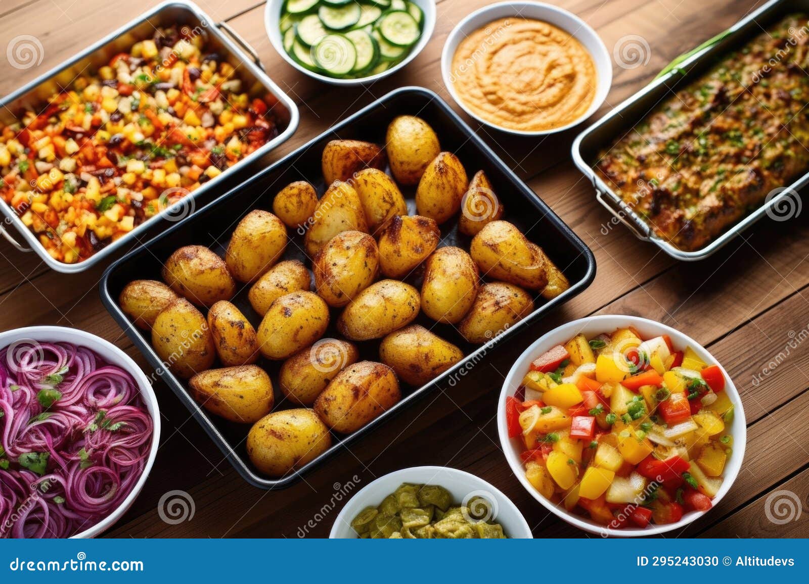 Top-down Angled Shot of an Array of Bbq Sides Stock Photo - Image of ...