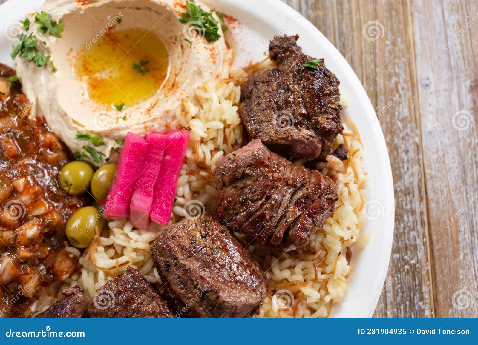 Top Down Beef Shish Kabob Plate Stock Image - Image of eastern ...
