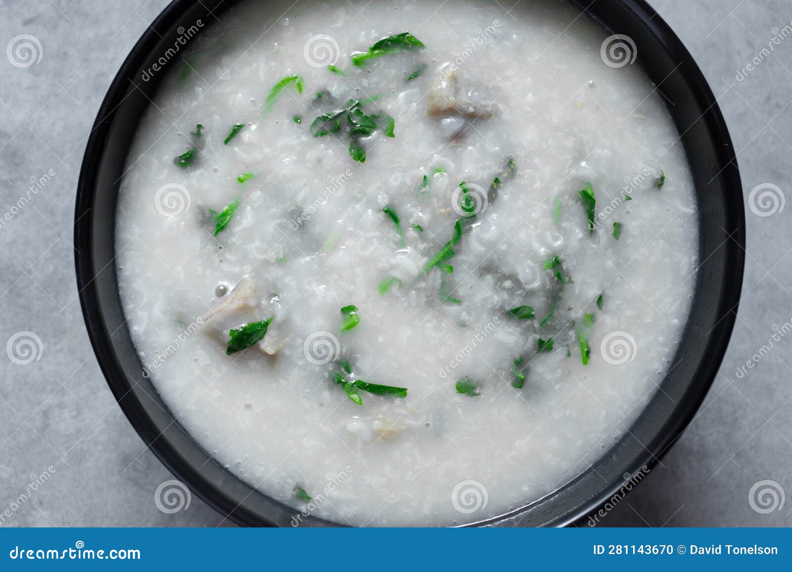 Top down bowl of congee stock photo. Image of shelf - 281143670