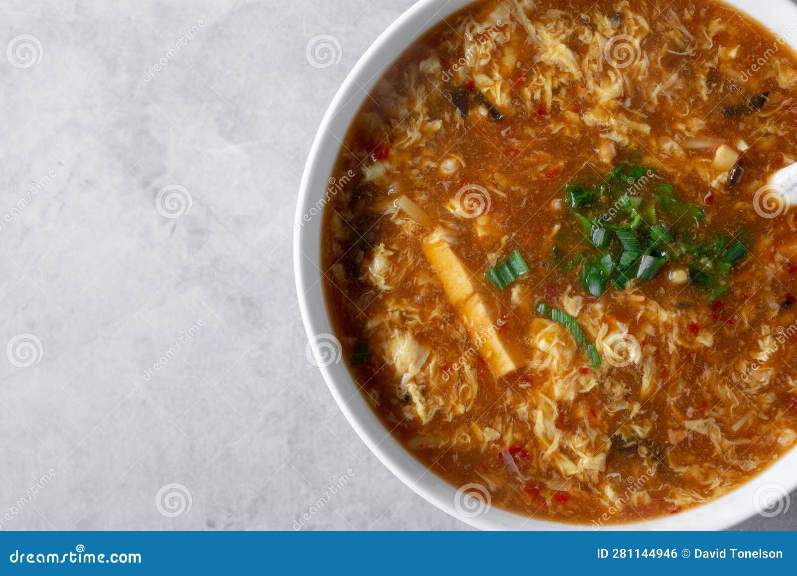 Top Down Bowl of Hot Sour Soup Stock Photo - Image of shelf, retail ...