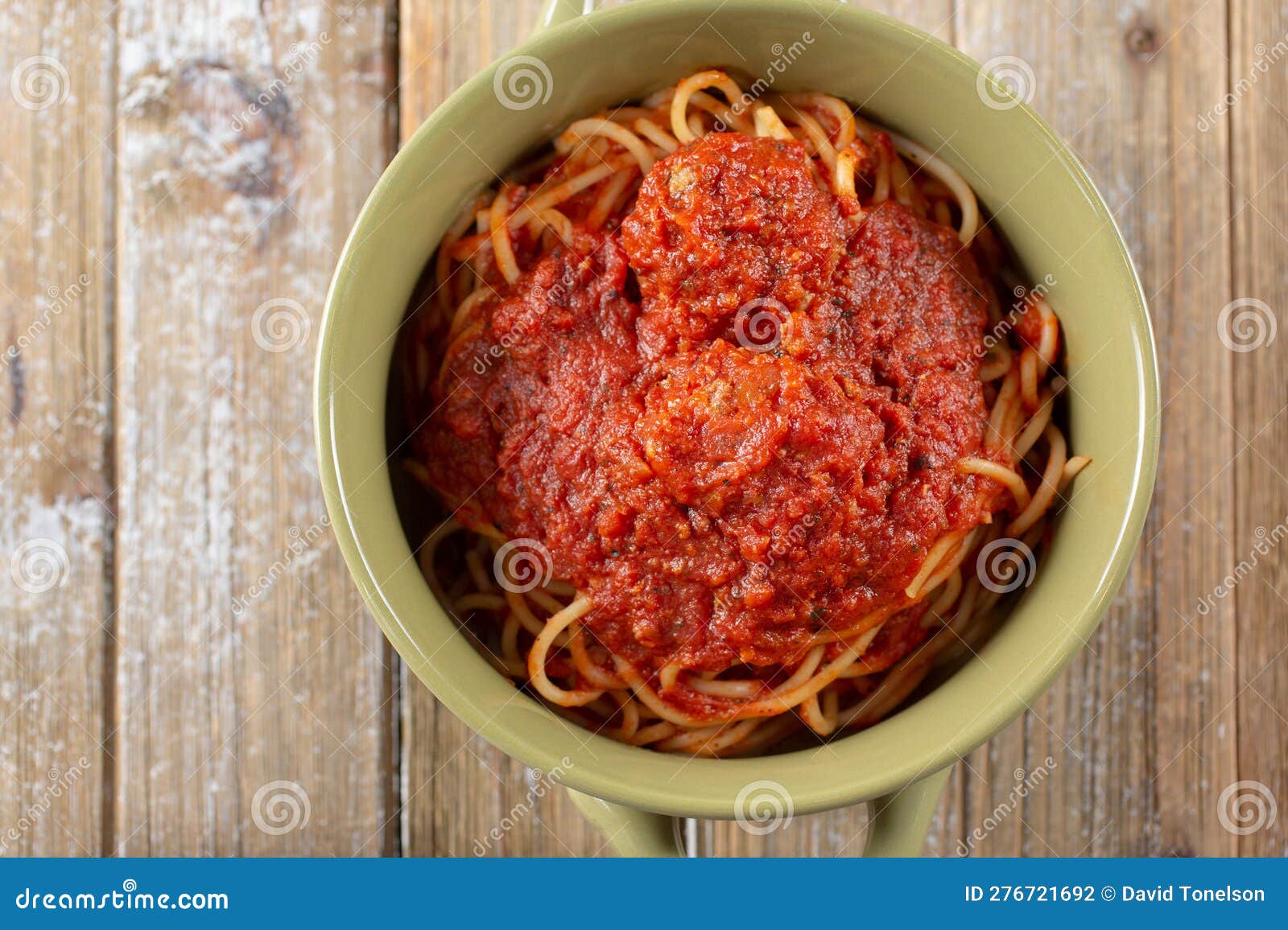 Top Down Bowl of Spaghetti and Marinara Sauce Stock Photo - Image of ...