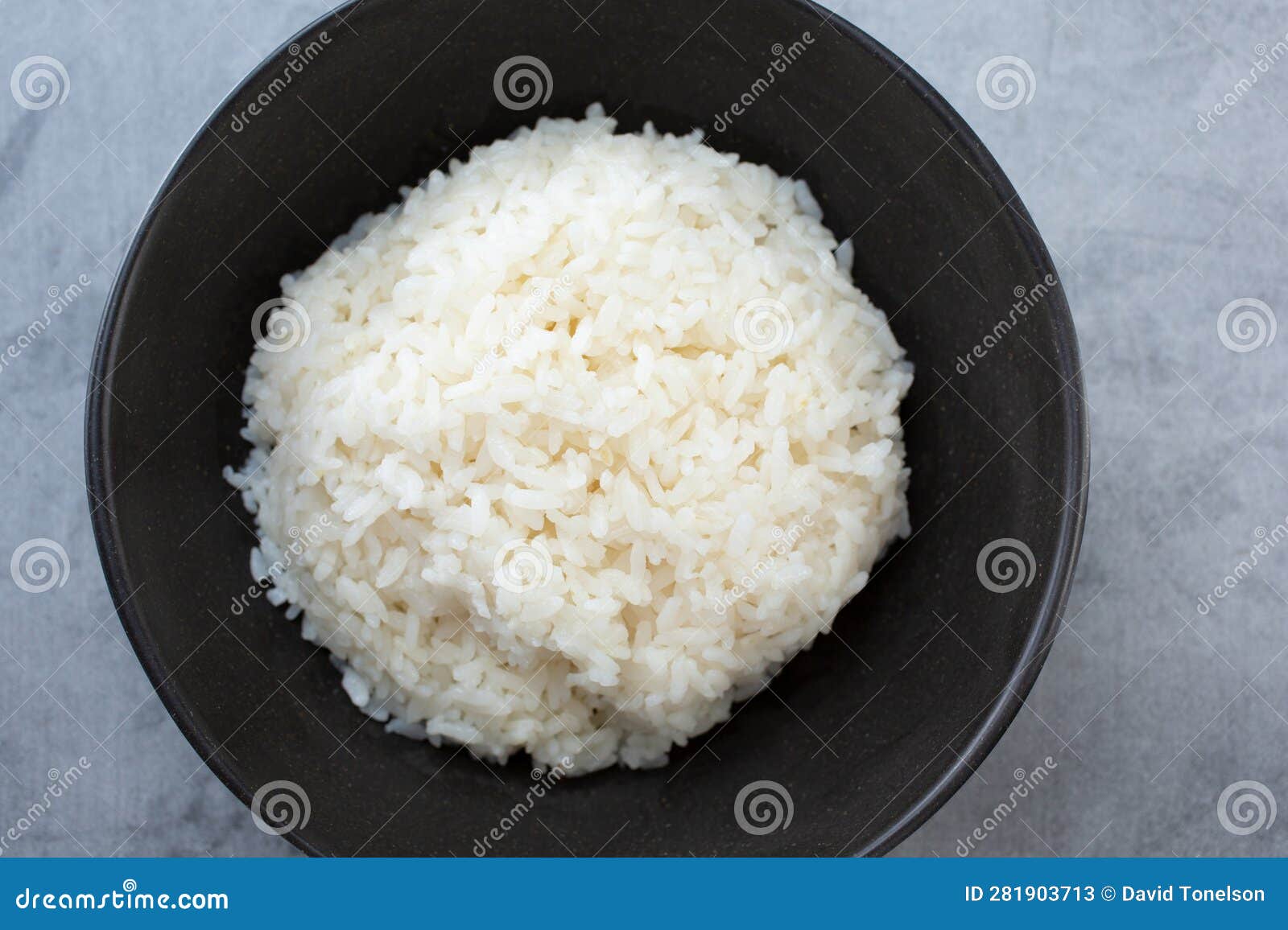 Top Down Bowl Steamed White Rice Stock Image - Image of store, table ...