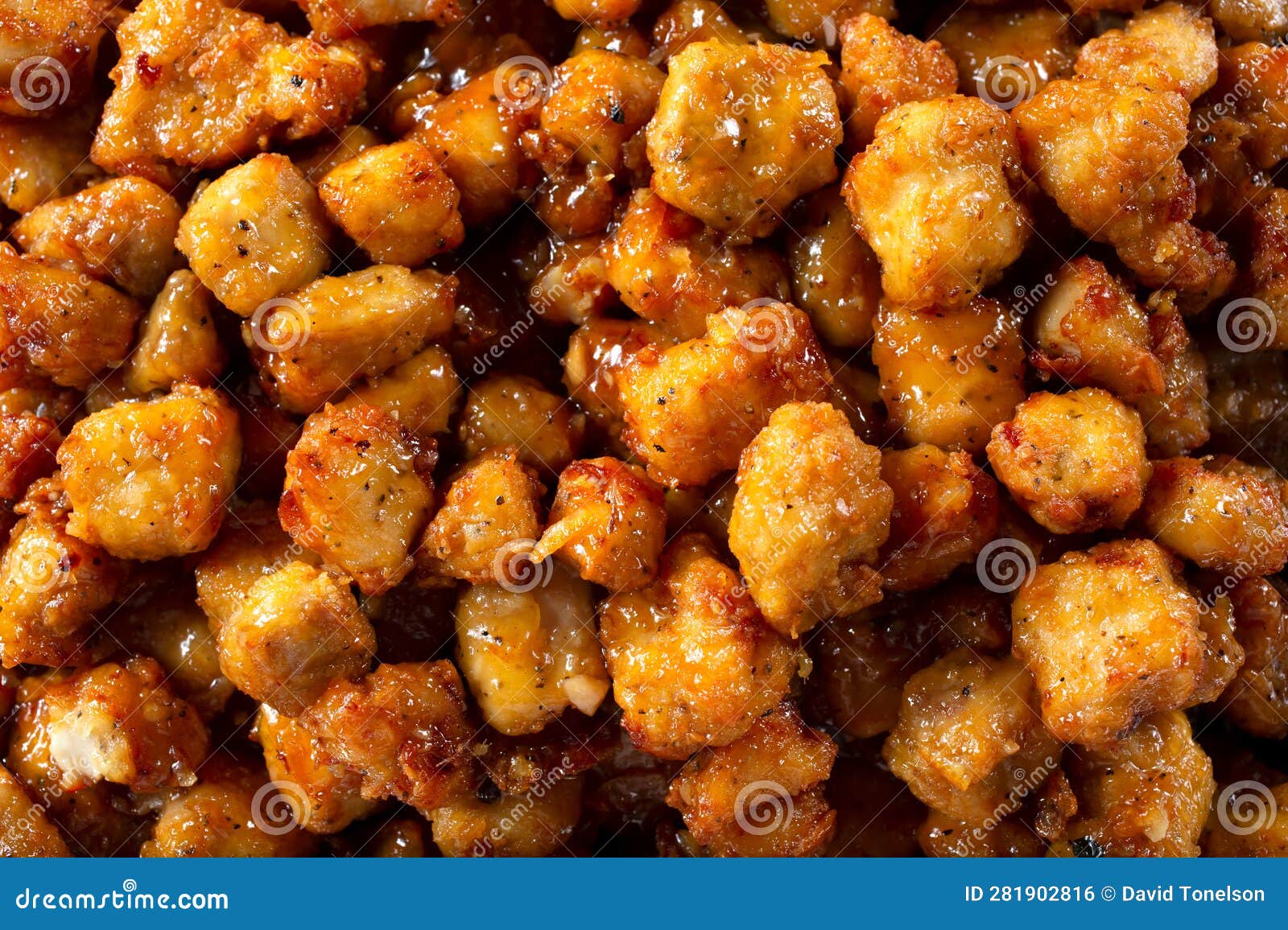 Top Down Catering Tray of Orange Chicken Stock Photo - Image of store ...