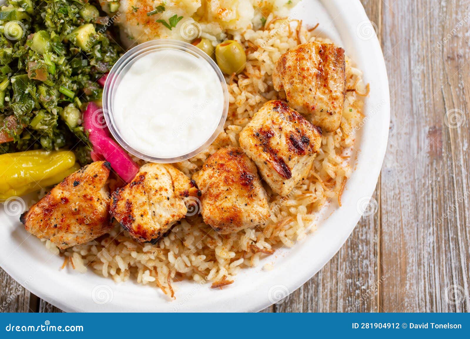 Top Down Chicken Kabob Plate Stock Photo - Image of merchandise, kebab ...