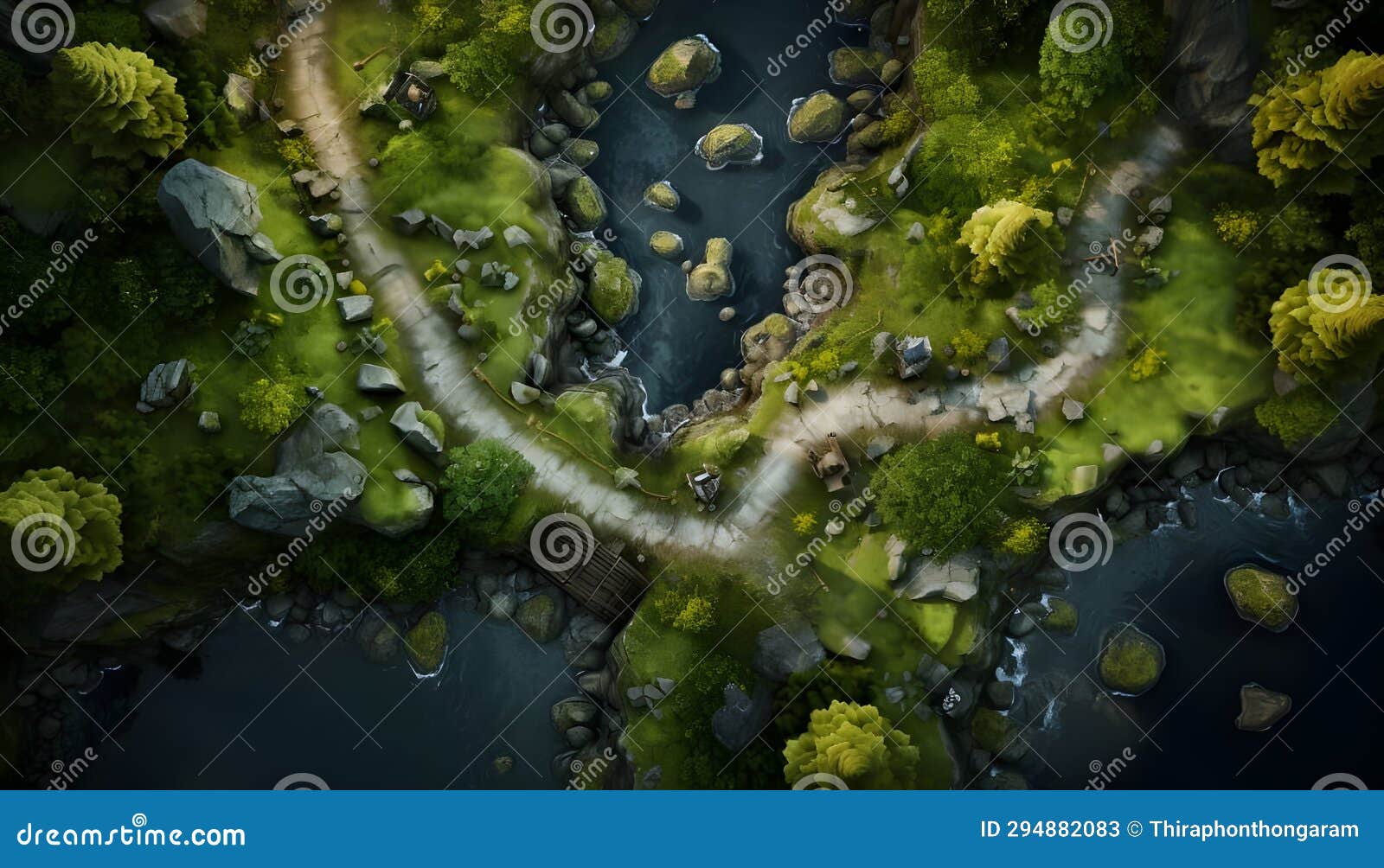Top down fantasy rpg map stock illustration. Illustration of stream ...