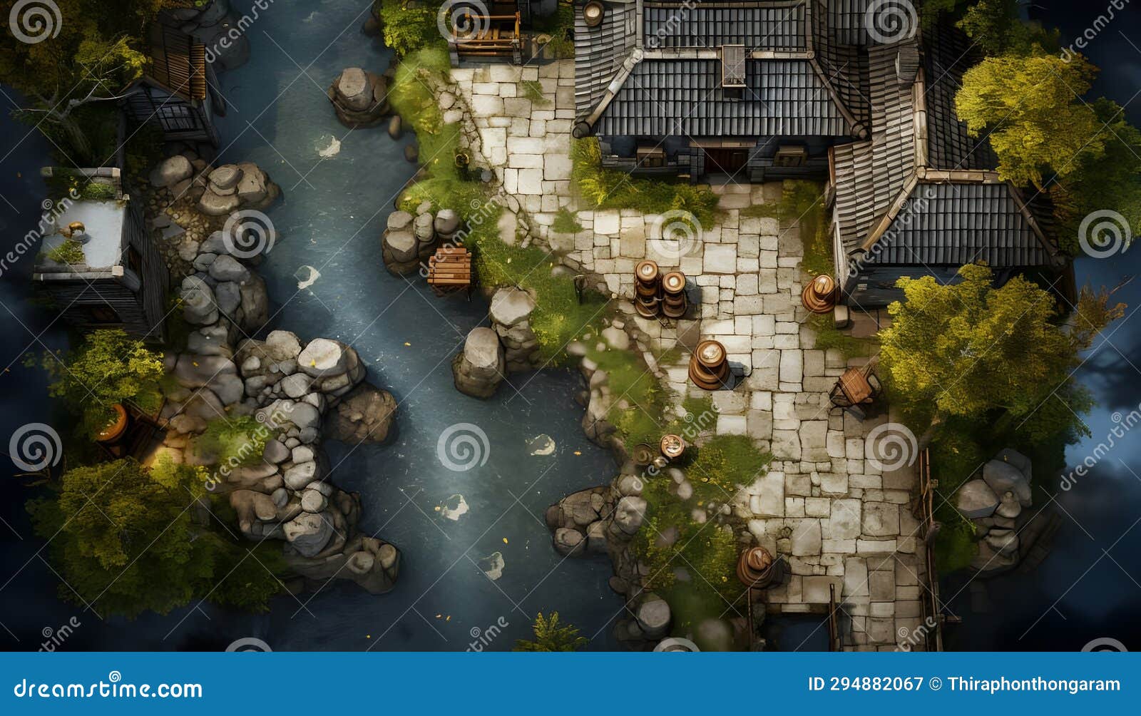Top down fantasy rpg map stock illustration. Illustration of ruins ...