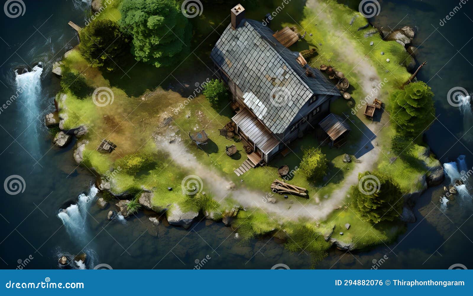Top down fantasy rpg map stock illustration. Illustration of river ...