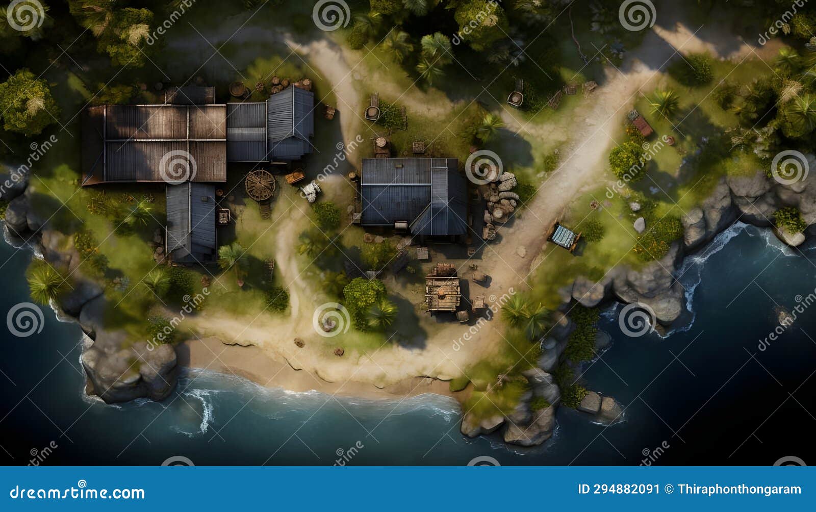 Top down fantasy rpg map stock illustration. Illustration of reflection ...