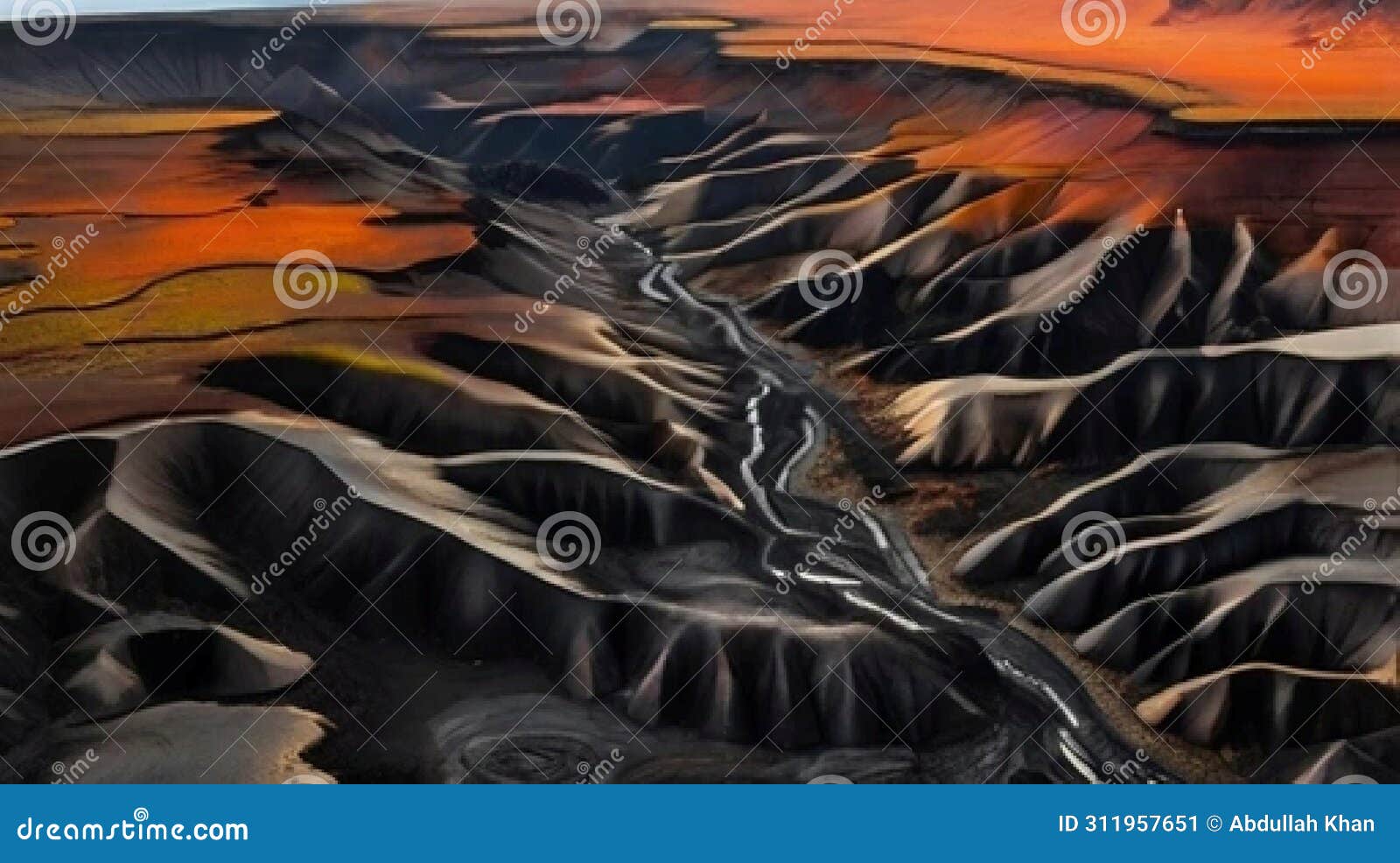 Top Down Flat View Dramatic Volcanic Landsca... Stock Illustration ...