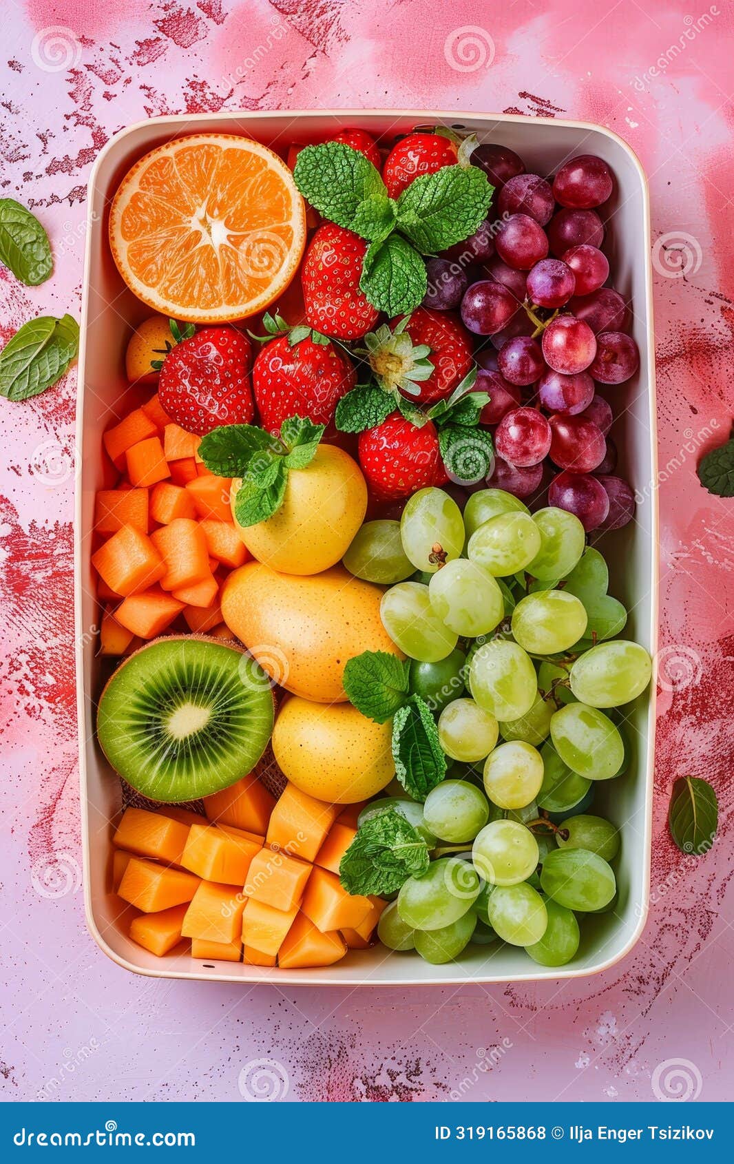 Top Down Image of Nutritious Lunch Box on Pastel Backdrop for a ...