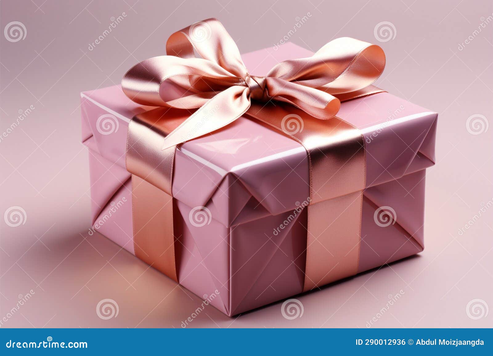 Top Down Perspective of a Gift Box on a Pink Tabletop Stock ...