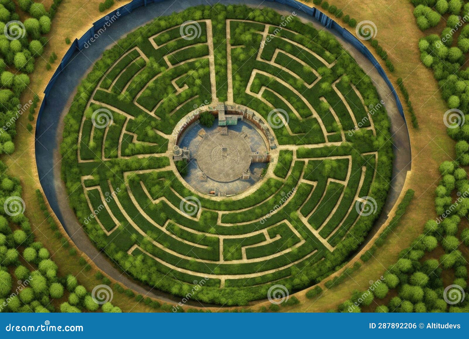 Top-down Perspective of a Maze-like Crop Circle Stock Photo - Image of ...