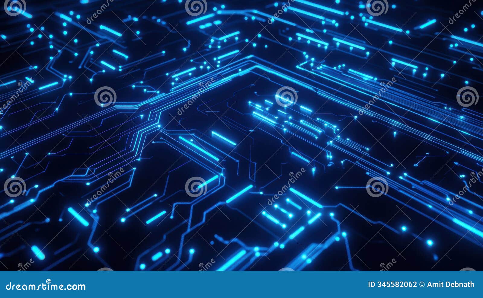 Top-down Perspective of Neon Tech Circuits Forming a Symmetrical Grid ...