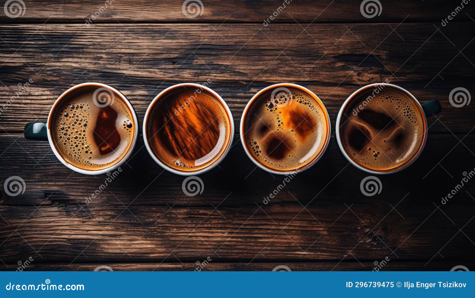 Top Down Perspective of Various Coffee Mugs Placed Meticulously on a ...