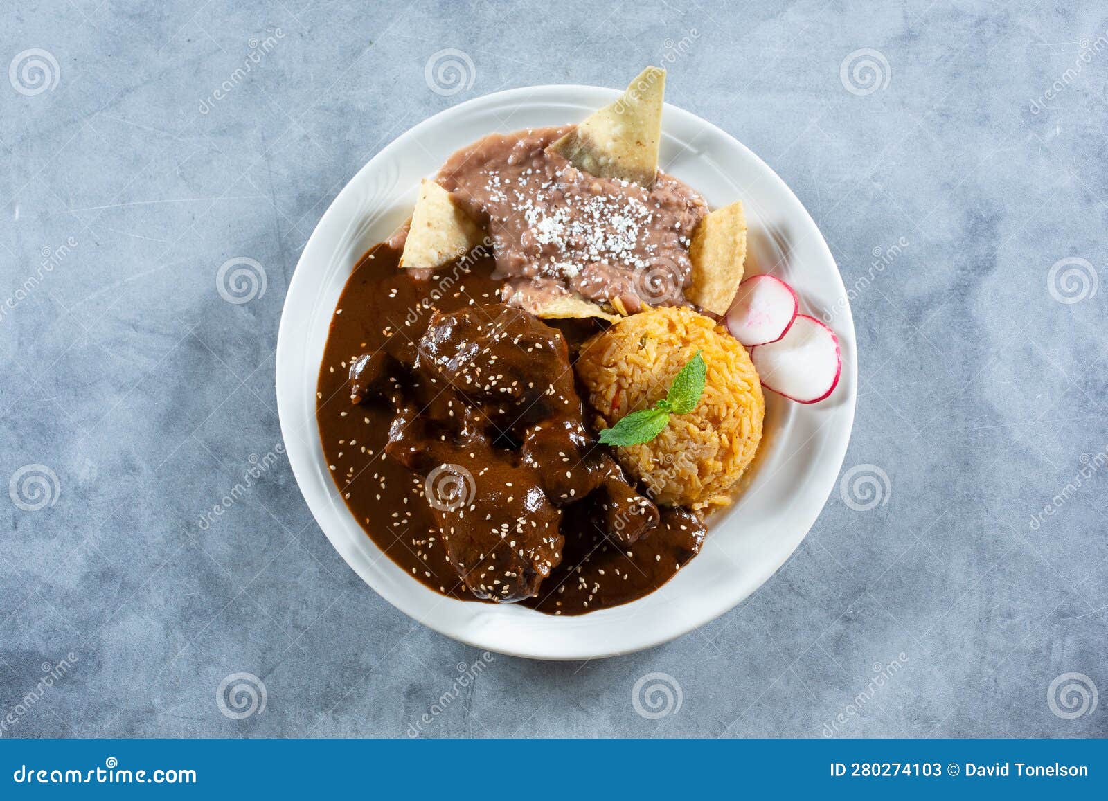 Top Down Plate Chicken Mole Stock Image - Image of food, retail: 280274103