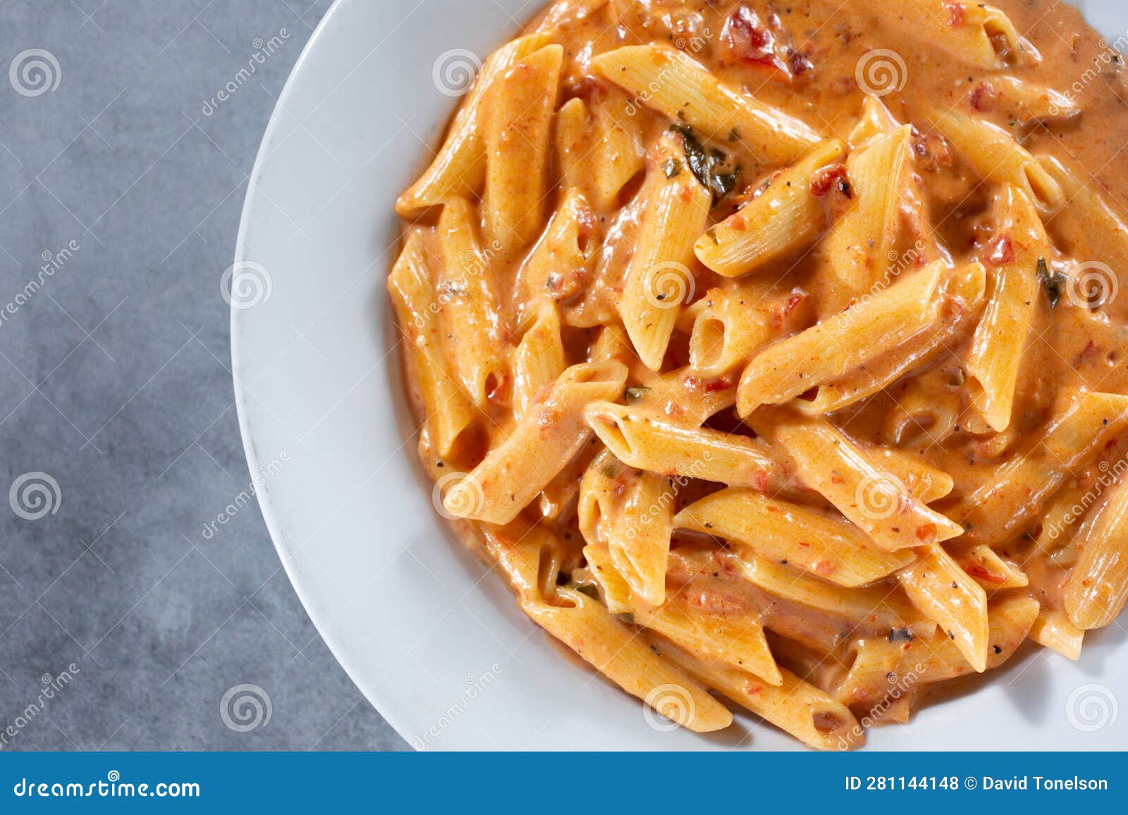 Top Down Plate of Penne Arrabbiata Stock Photo - Image of flatlay, home ...