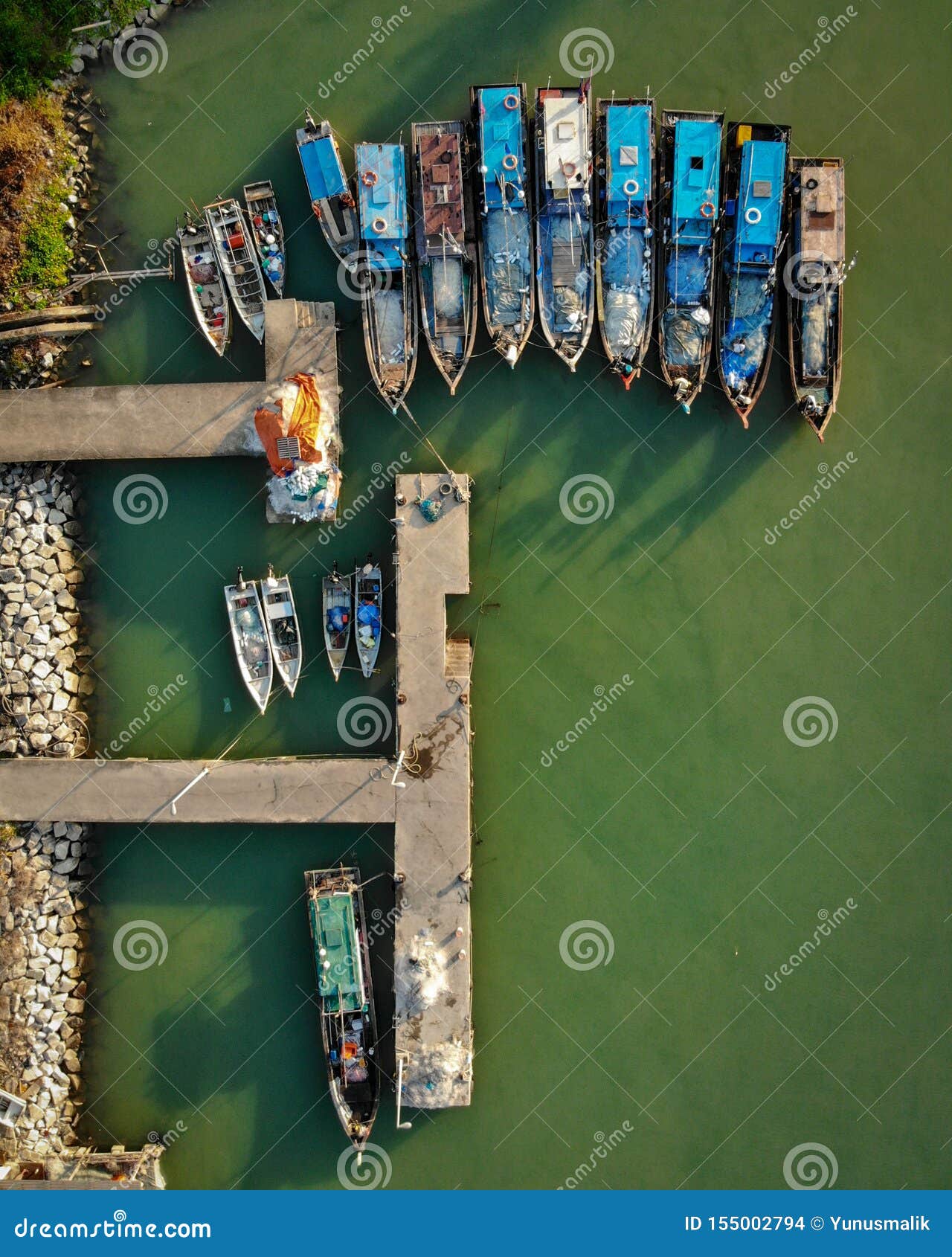 Top Down Shot of Boats by Drone at Dock. Stock Photo - Image of high ...