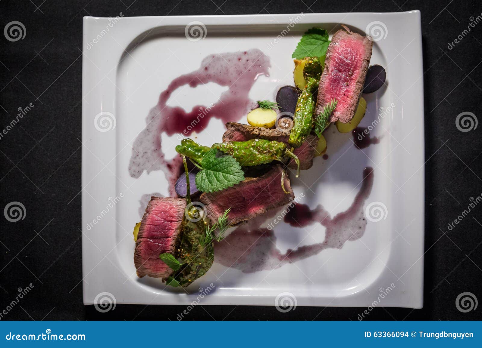Top Down Shot of Creative Plate of Asian Beef Stock Photo - Image of ...