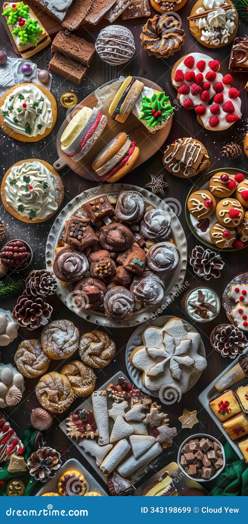 Top-down Shot of a Holiday Baking Competition. Stock Illustration ...
