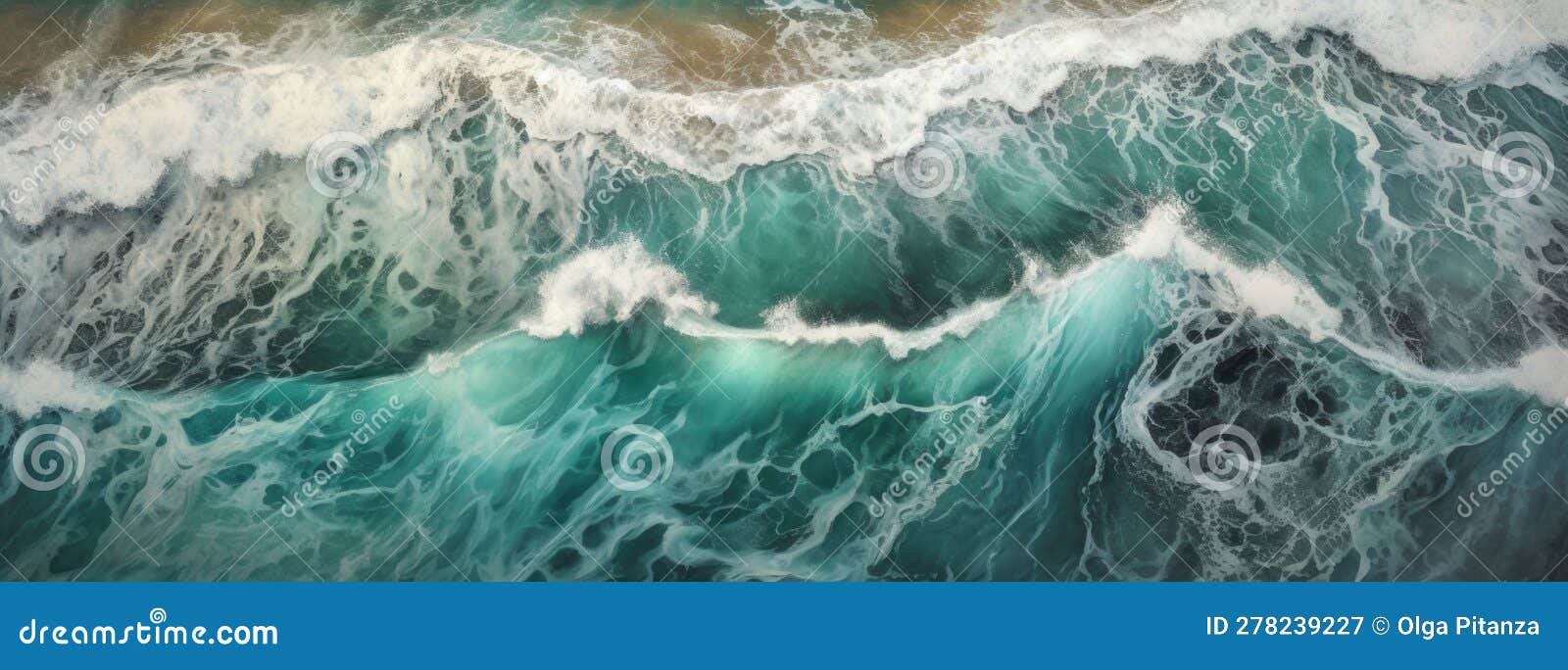 Top Down Shot of Splashing White Waves in the Ocean. Generative AI ...