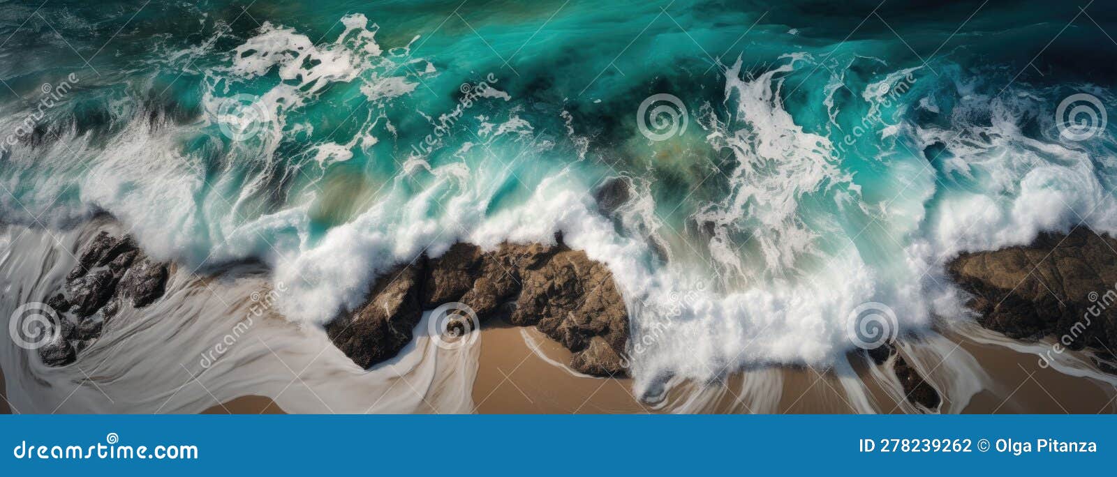 Top Down Shot of Splashing White Waves in the Ocean. Generative AI ...