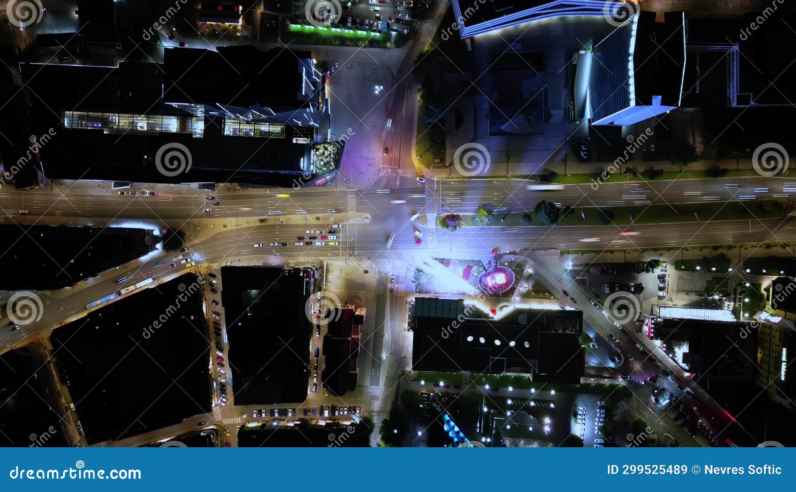 Top Down Aerial Traffic Timelapse of a Busy Intersection in a Downtown ...