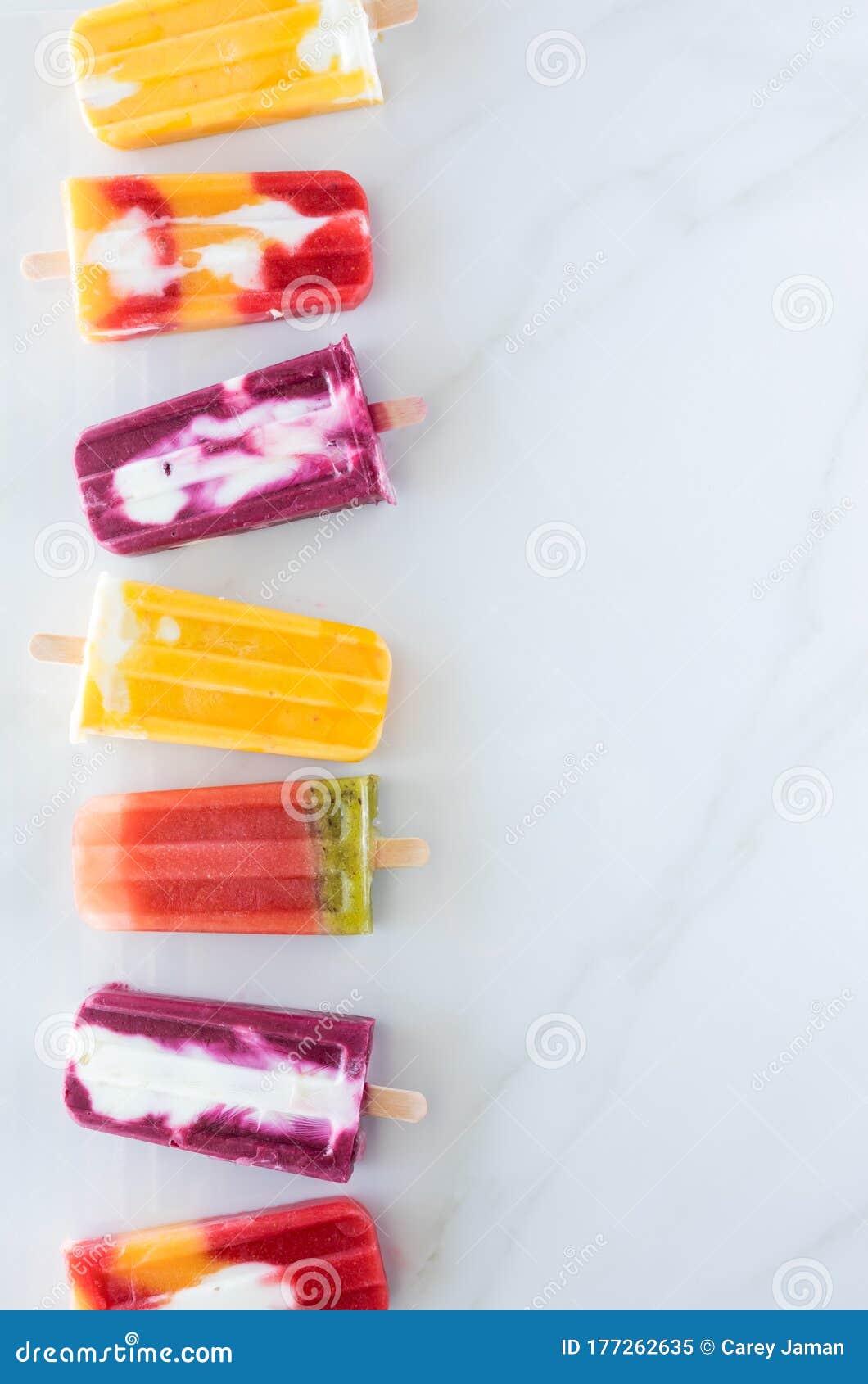 Top Down Vertical View of a Row of Homemade Popsicles Lined Up To the ...