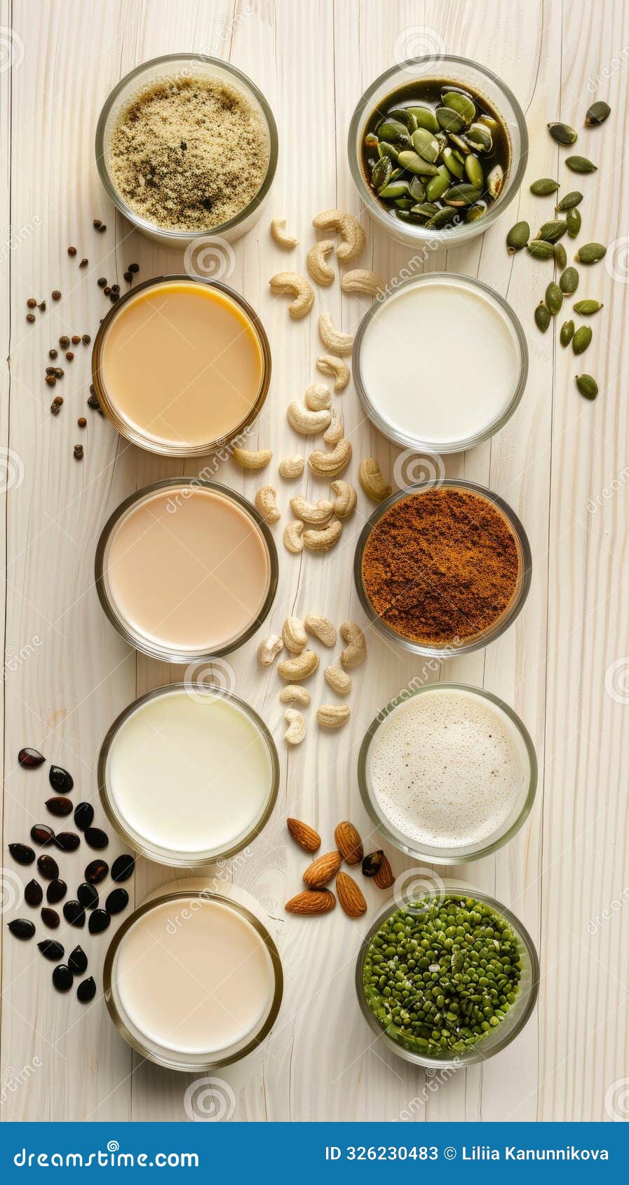 A Top-down View of Assorted Plant-based Milks, Ingredients, and Nuts ...