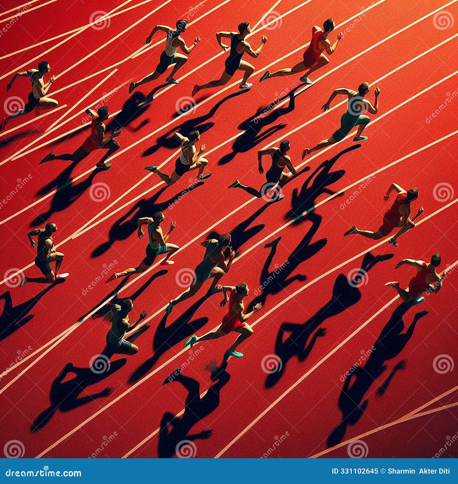 A Top-down View of Athletes on a Track Stock Illustration ...