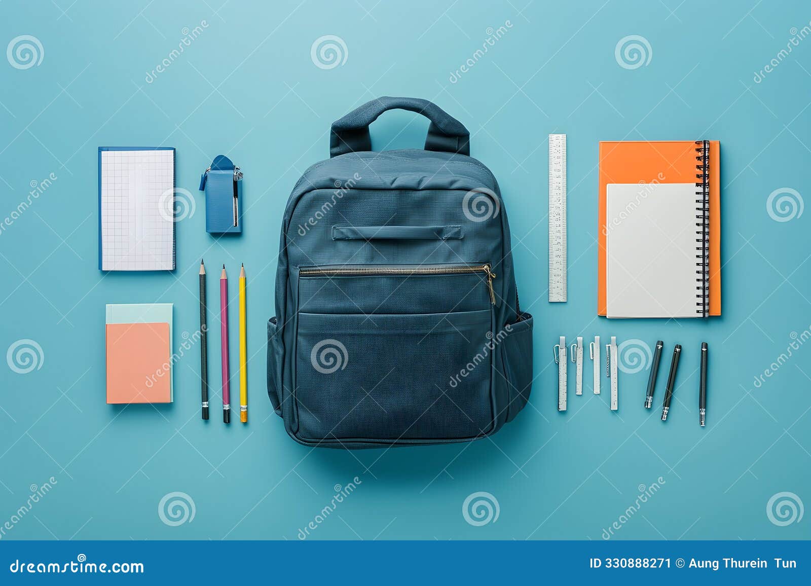 A Top Down View of Backpack and Stationary, a Concept for Back To ...