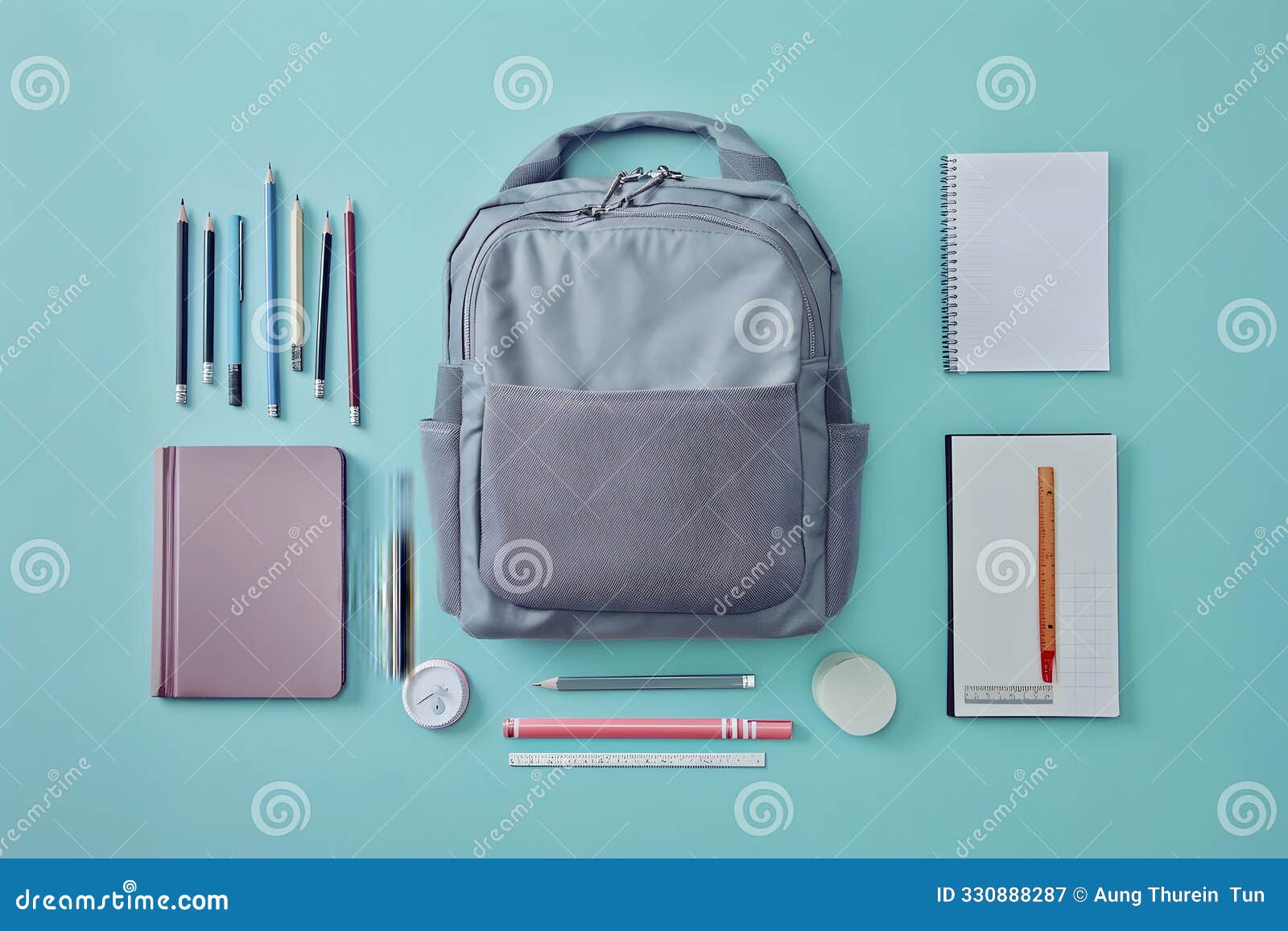 A Top Down View of Backpack and Stationary, a Concept for Back To ...