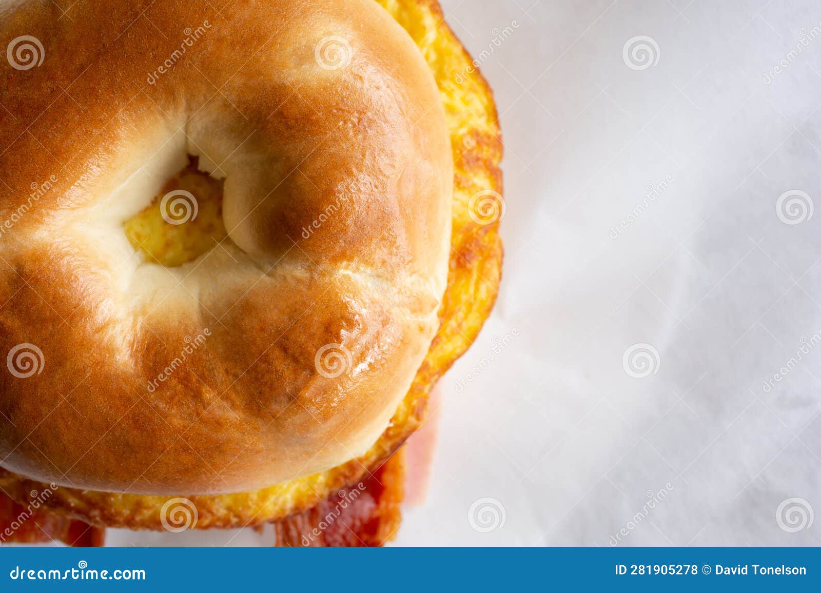 Top Down Breakfast Bagel Sandwich Stock Photo - Image of ingredient ...