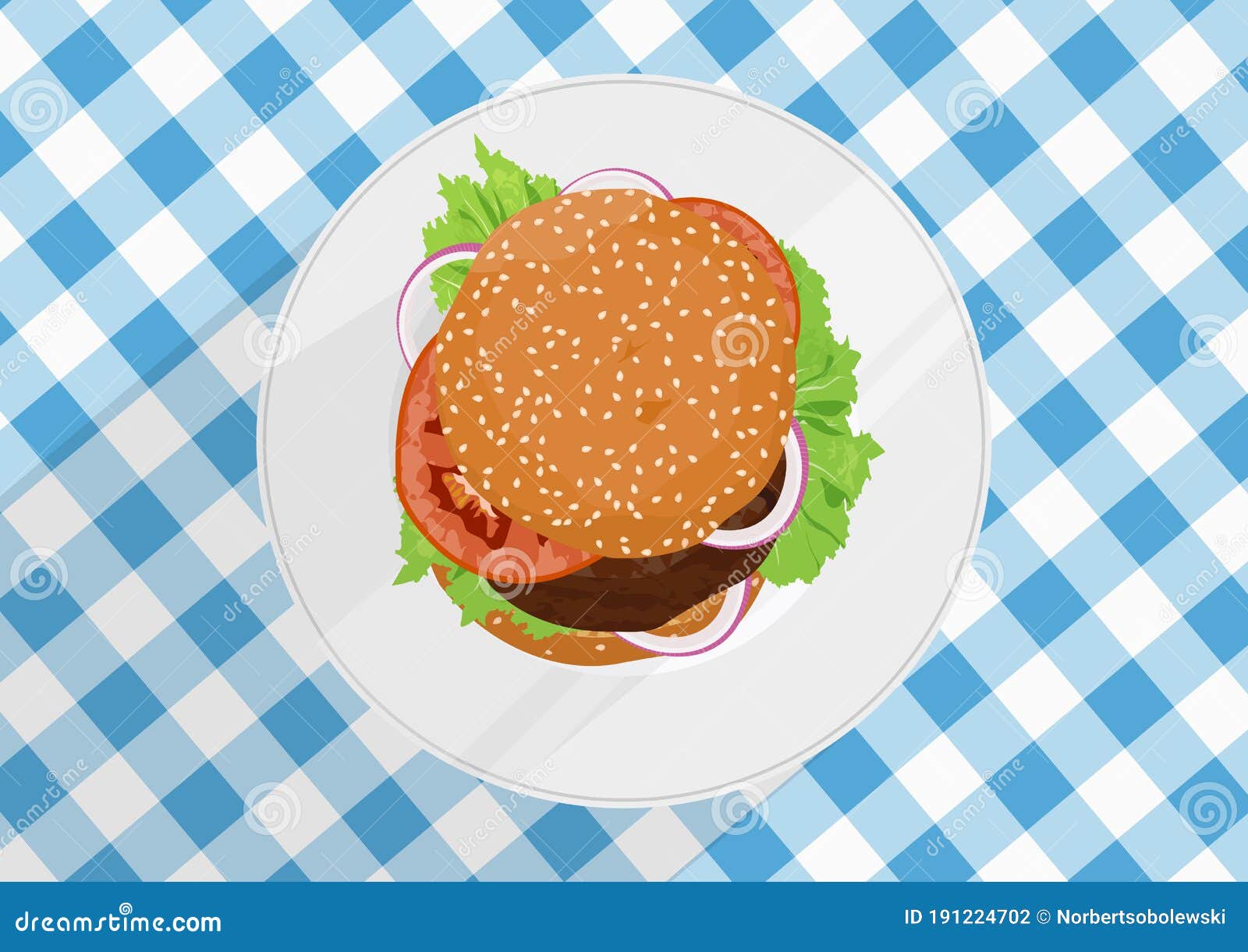 Top down view of burger stock vector. Illustration of meal - 191224702