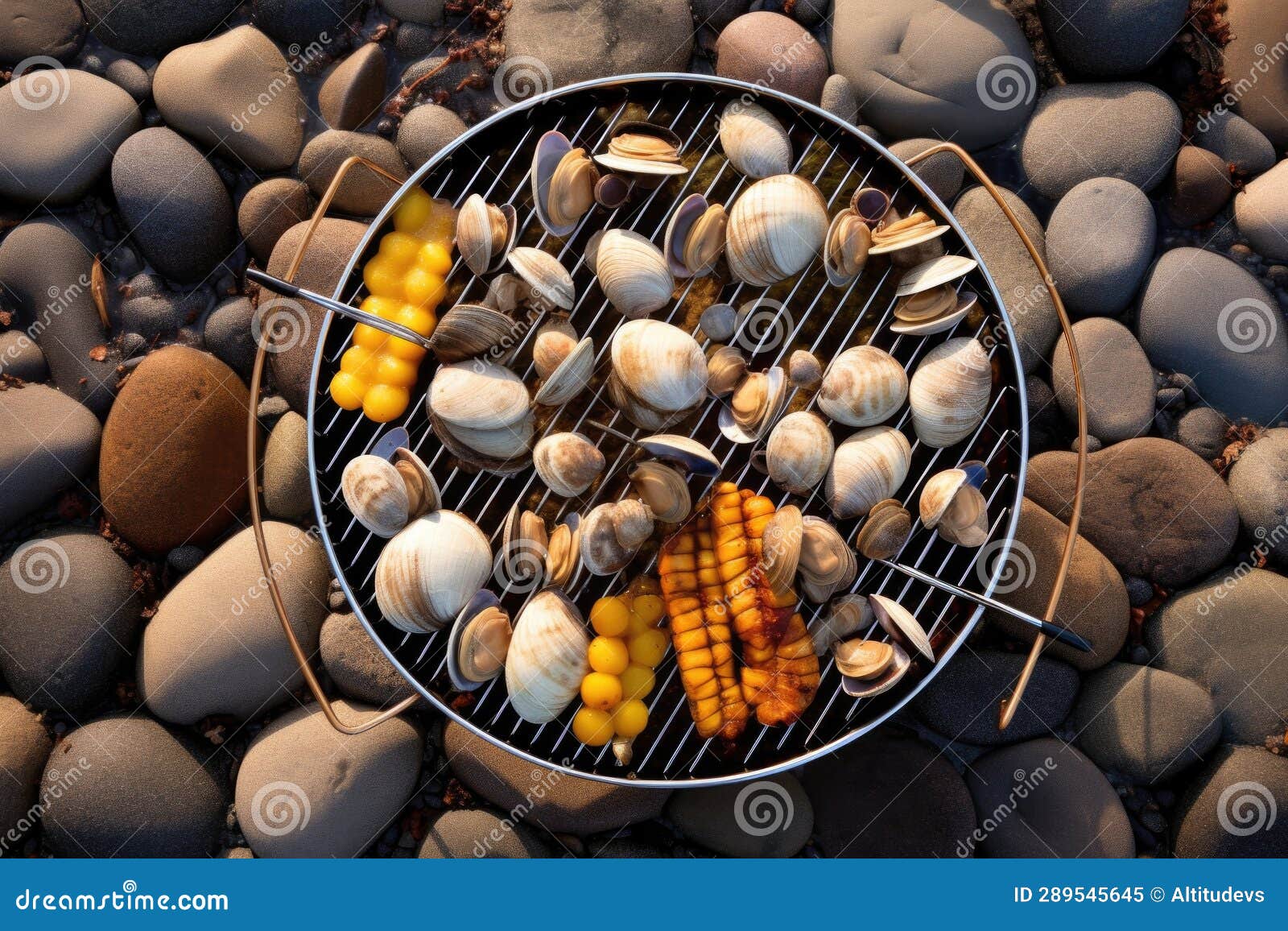 Top-down View of Clams on a Beach Bbq Grill Stock Image - Image of ...