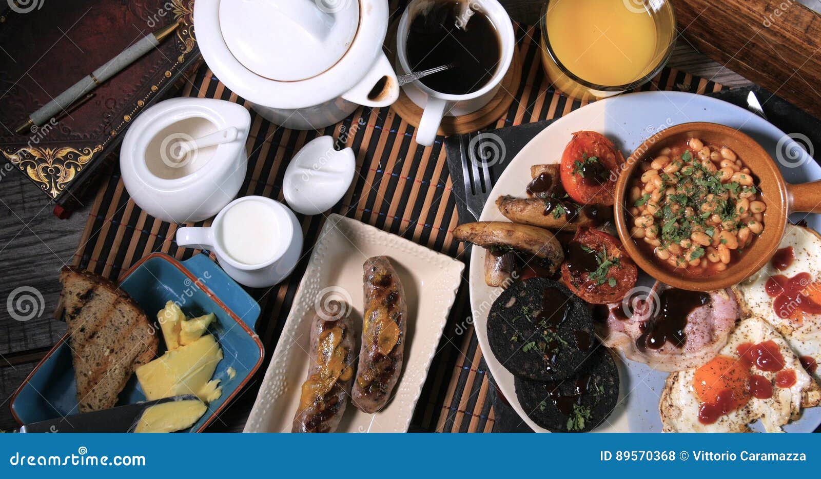 Top Down View of a Cooked English Breakfast Stock Photo - Image of ...