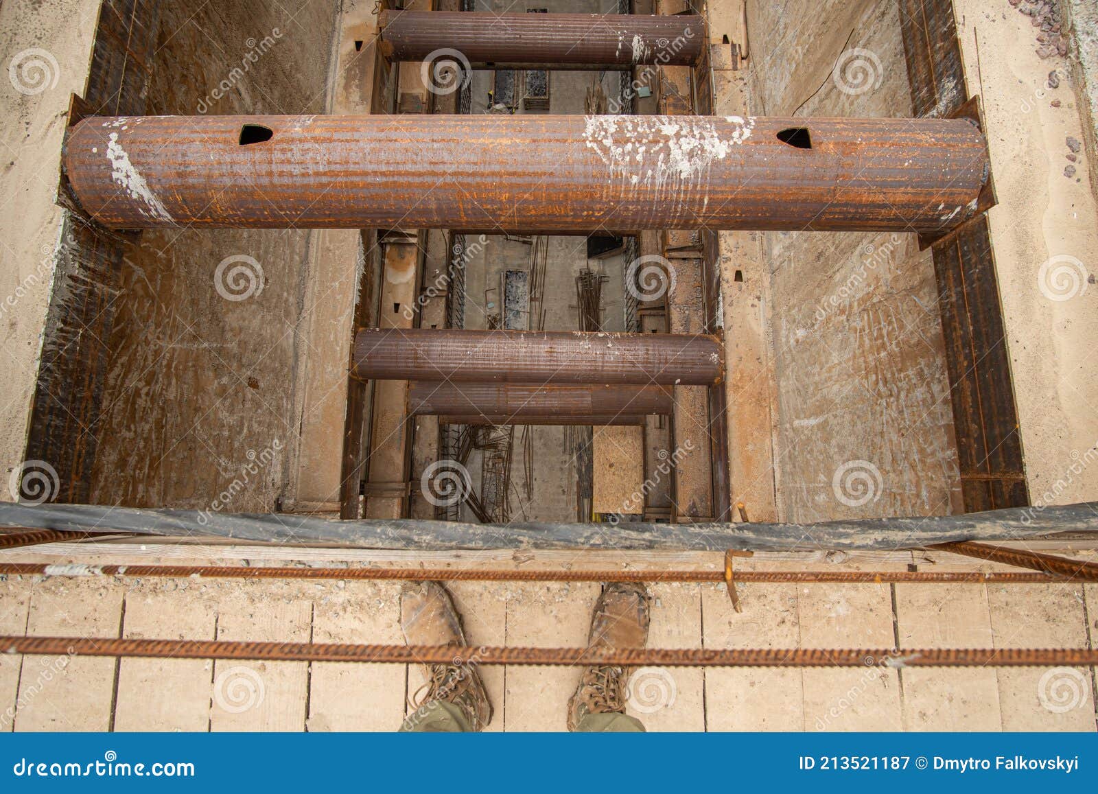 Top-down View into a Deep Trench for the Construction of a Subway ...