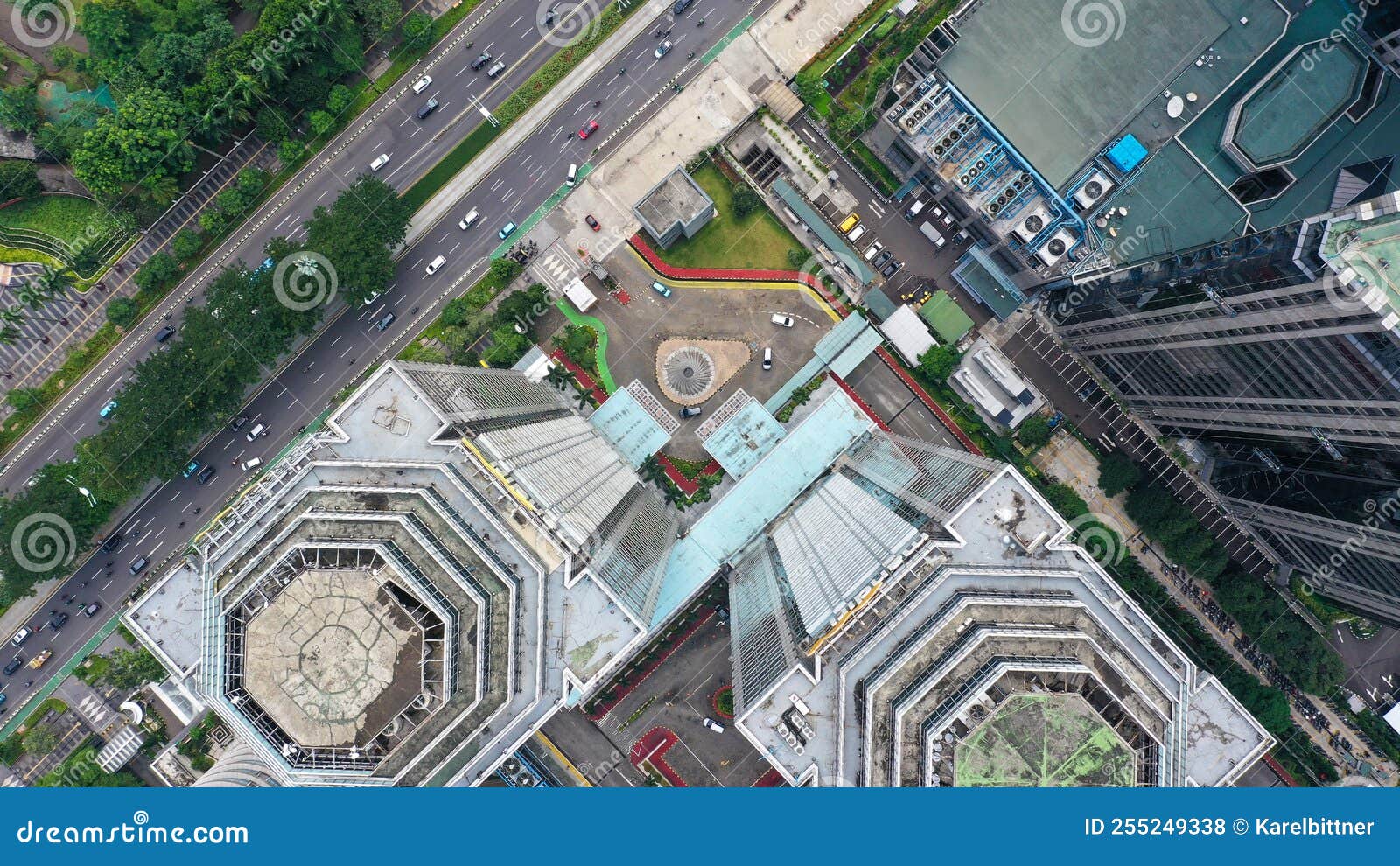 Top Down View on Different Sky Scrapers in a Big City, Fly Over ...