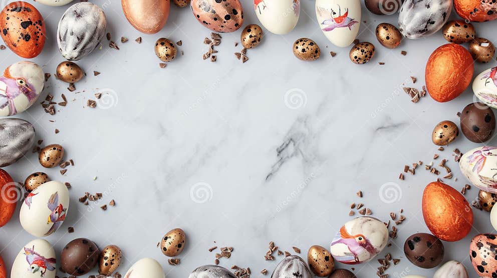 Top Down View of an Easter Border Frame of Robin S Eggs and Chocolate ...