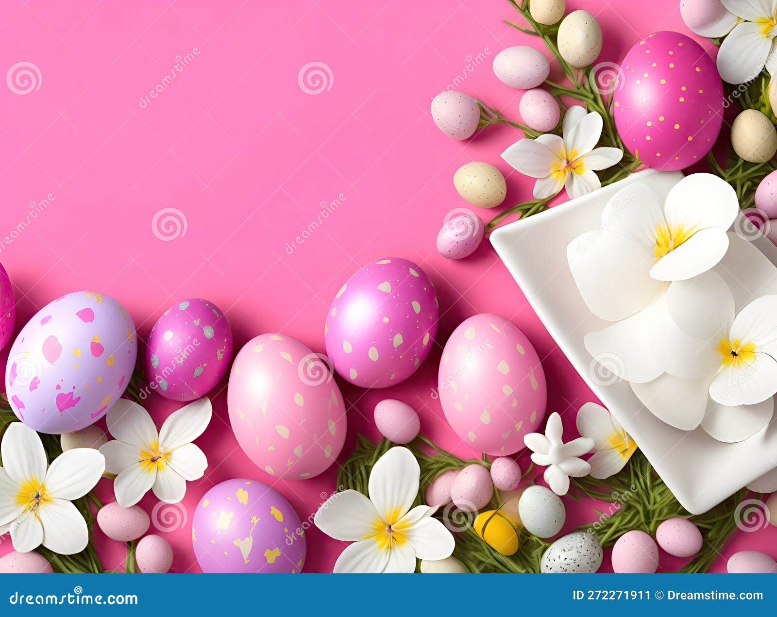 Top Down View of Easter Eggs Board in Pink Colors on Pink Background ...
