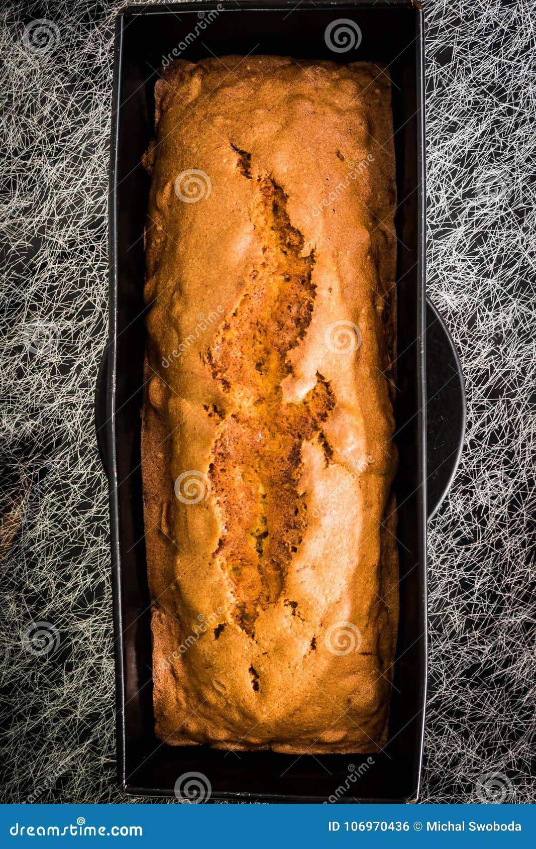 Top Down View of a Fresh Baked Cake or Pie in a Black Baking for Stock ...
